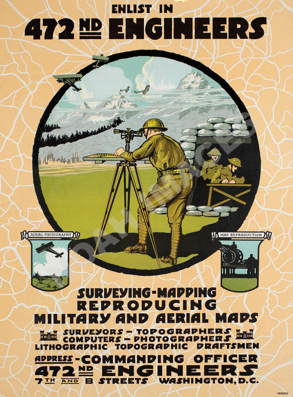 Enlist in 472nd Engineers Surveying Mapping vintage WW poster 16x24 | eBay