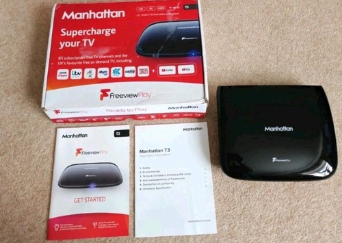 Manhattan T3 Freeview Box 4K HDR TV. Freeview play. Pictured items only ...