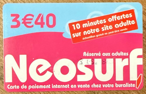 NEOSURF CARTE RÉSERVÉ AUX ADULTES PREPAYÉE TELECARTE SCHEDA CARD ...