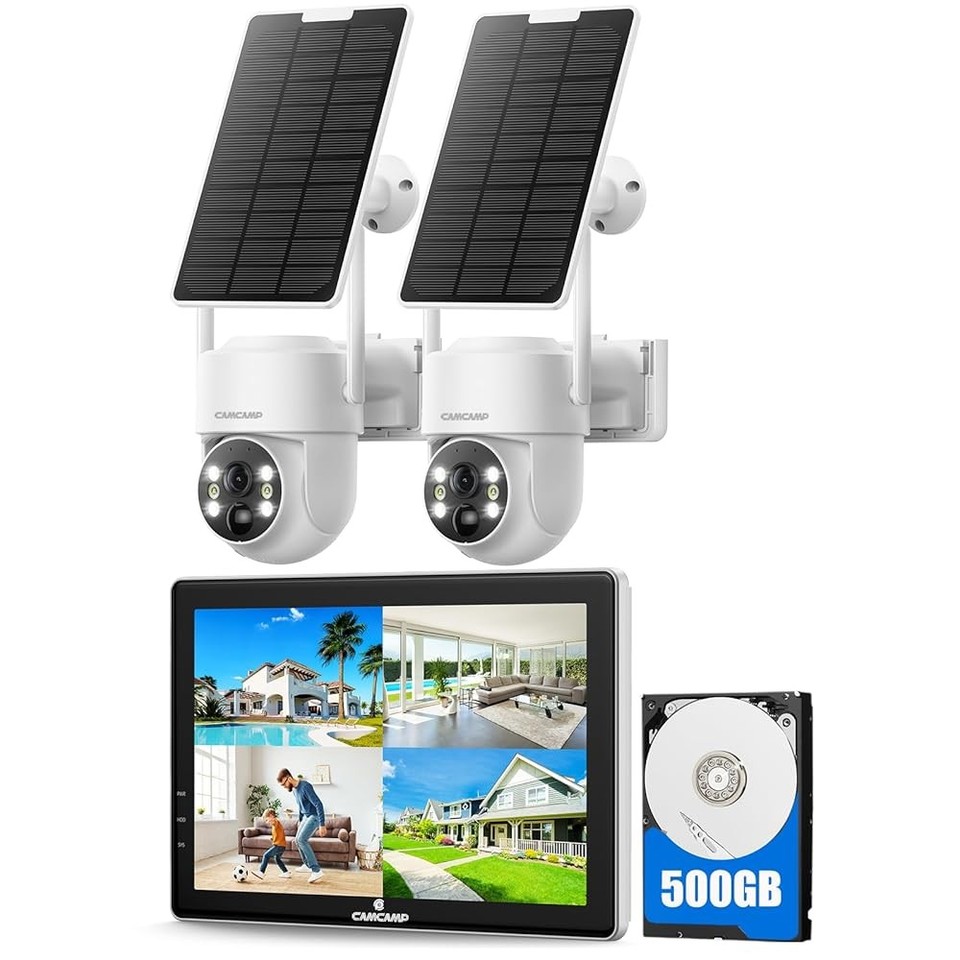 Wireless Security Camera System with Monitor Outdoor Solar WiFi Cameras ...