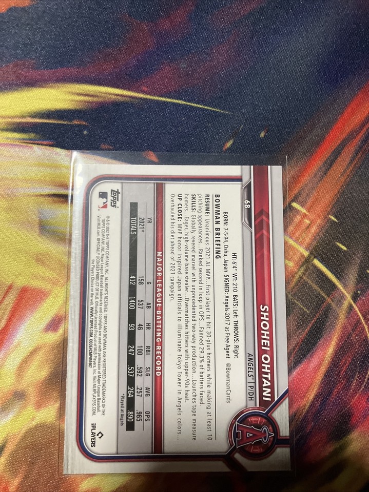 Shohei Ohtani 2022 BOWMAN Base MVP #68 Flagship Baseball Card Angels Superstar | eBay