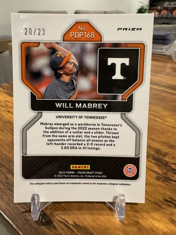 2022 Panini Prizm #PDP168 Will Mabrey Burgundy Prizm Rookie RC #/23 SSP ...