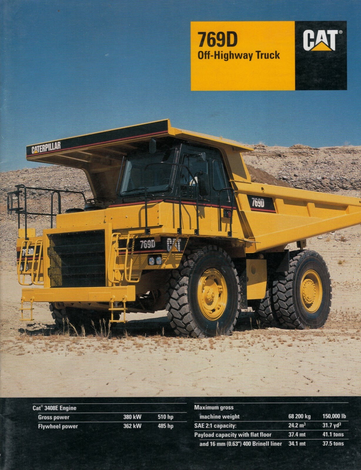 Caterpillar 769D Off-Highway Truck advertising brochure 1998 ORIGINAL ...