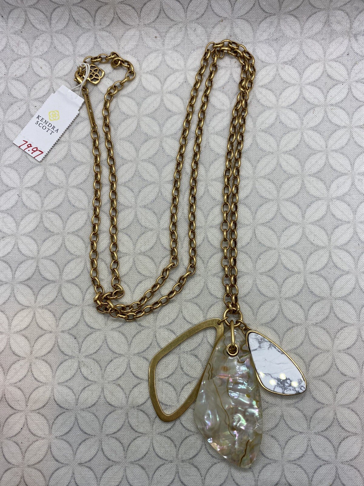 Kendra Scott McKenna Long charm Necklace White mix Abalone howlite ...