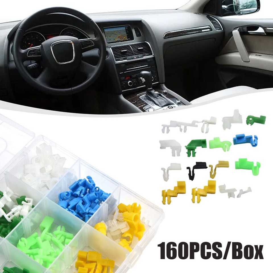 160x Mixed Plastic Car Door Lock Rod Clips Fasteners Retainers Rivets ...