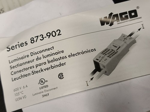 Genuine Wago 873-902 2-Pole Push-Wire Lighting Luminaire Disconnect ...