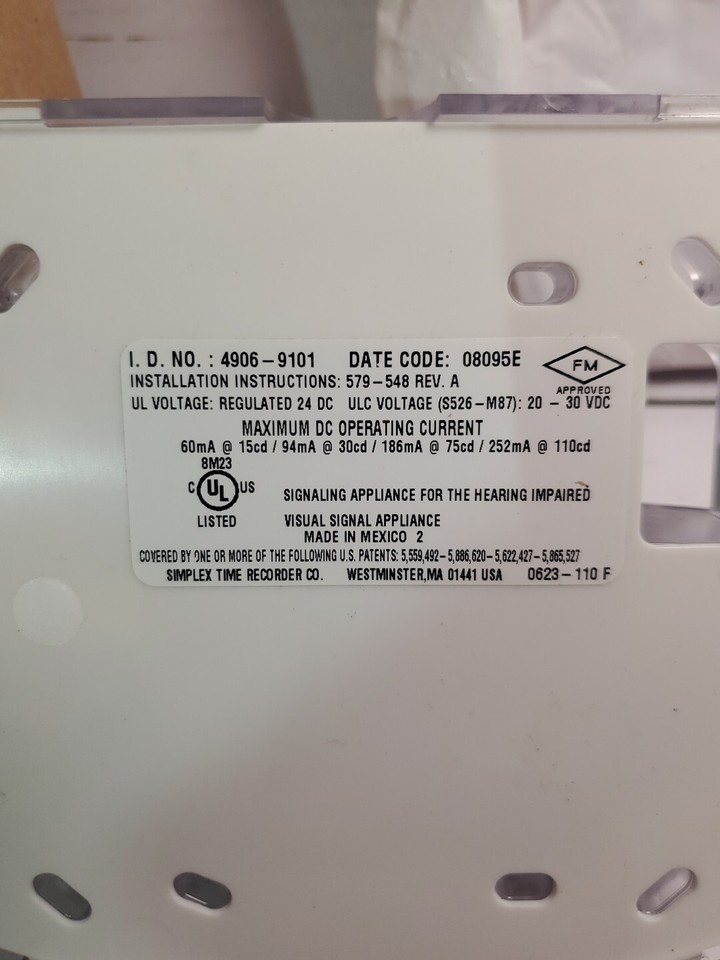 SIMPLEX TRUE ALERT 4906-9101 FIRE ALARM RED WALL STROBE SIGNALING ...