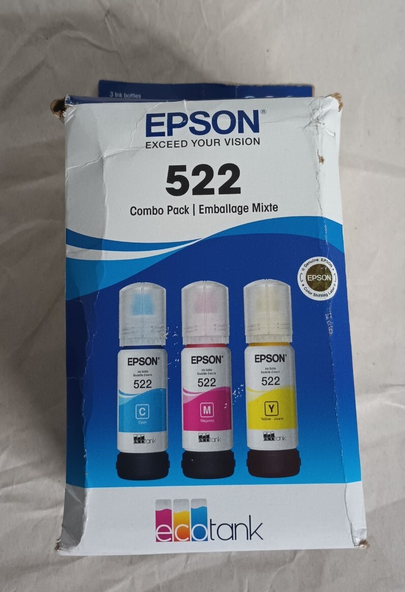 New Epson T522 (T522520-S) Cyan/Magenta/Yellow Ink Cartridge Exp 11/26 ...