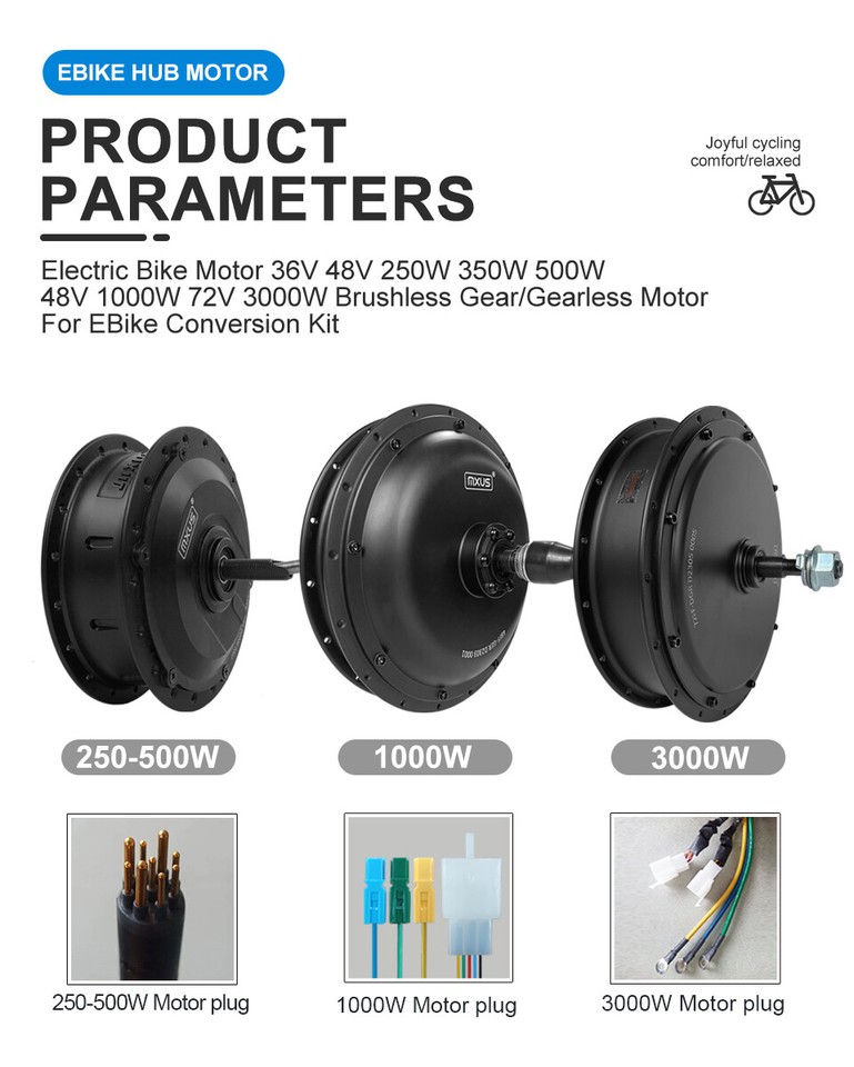 250W-3000W Front Rear Brushless Hub Motor Wheel for E-bike Conversion ...