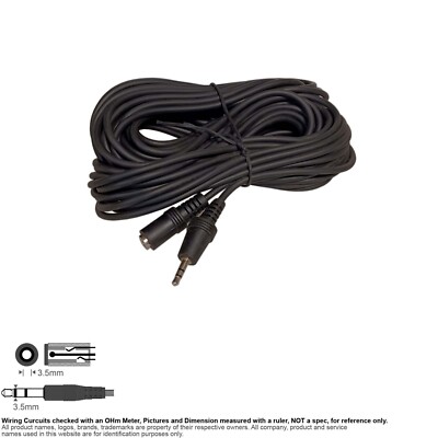 Cable Audio Stereo Mini Plug 3.5mm 1/8" Female Male 50FT Extension ...