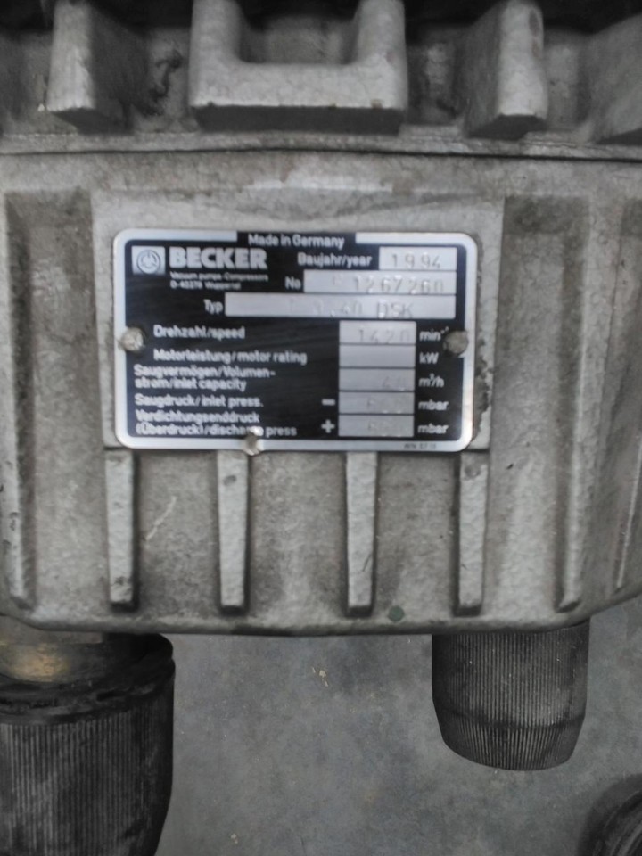 Becker Vacuum Pumps Compressor D-42279, Type: T 3. 40 DSK(78-186-2.75 ...