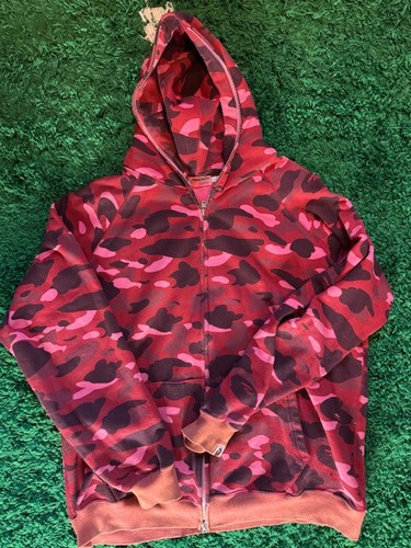 bathing ape RED camo hoodie xl vintage | eBay