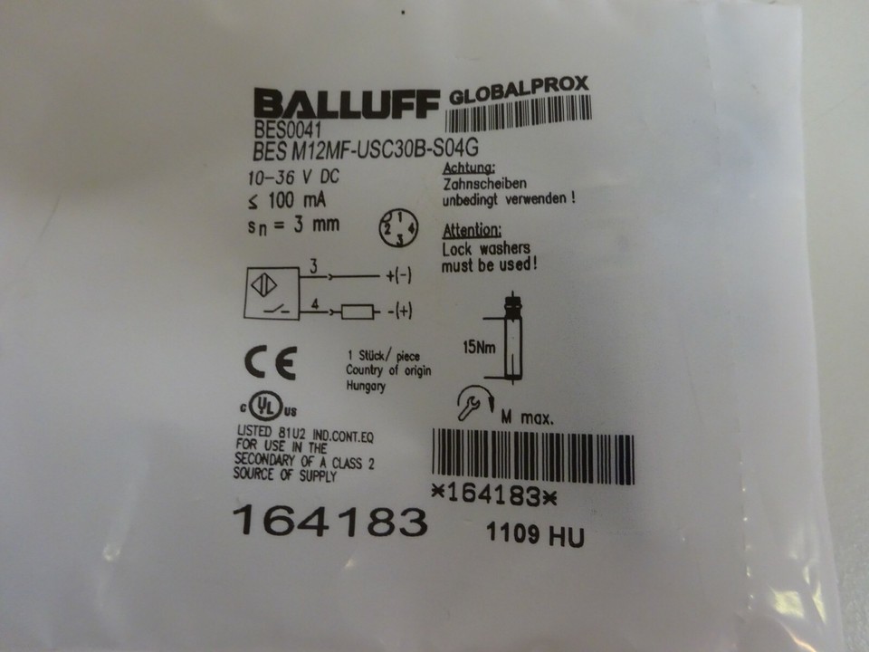 BALLUFF BES M12MF-USC30B-S04G INDUCTIVE SENSOR | eBay