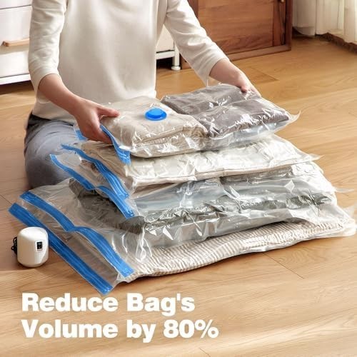 10 Pack Travel Vacuum Storage Bags with Electric Pump, Vacuum Seal Bags ...