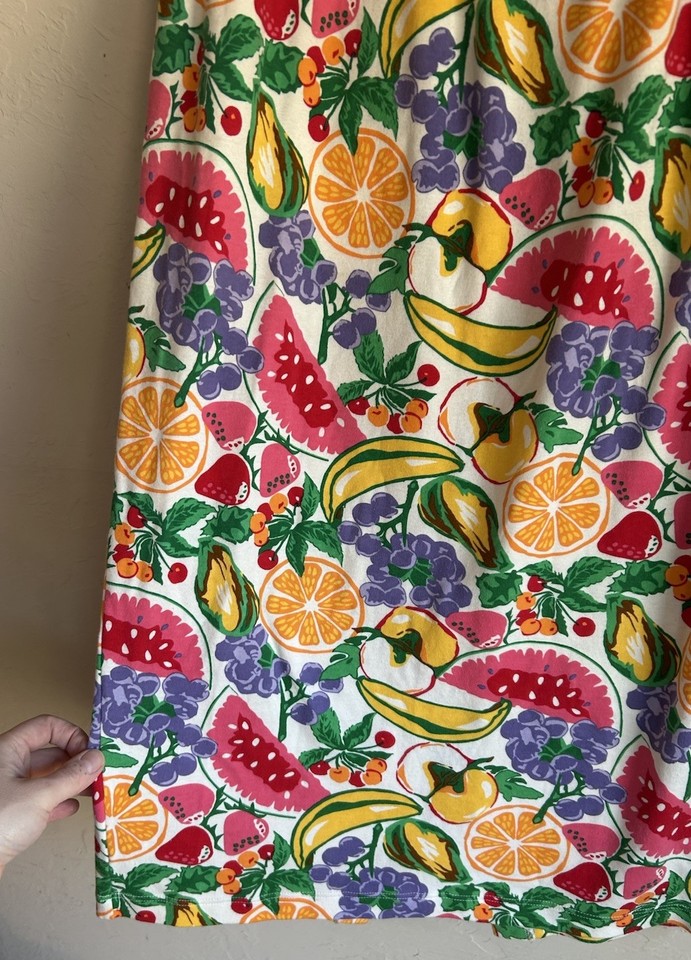 Vintage Eagles Eye Fruit Print Midi Skirt M Novelty Retro Colorful Bold ...