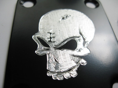 Custom Skull graphic hand engraved metal neck plate fits electric ...