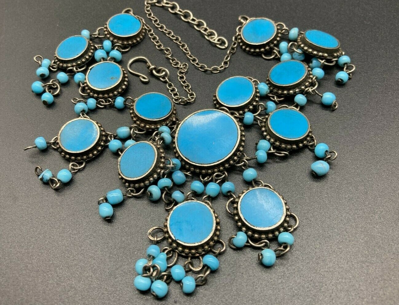 Vintage Middle East Blue Turquoise Color Resin Handma… - Gem