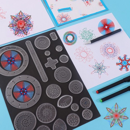 22pcs Geometric Ruler Interlocking Gears Kids Toy Spirograph Drawing Toys | eBay Australia