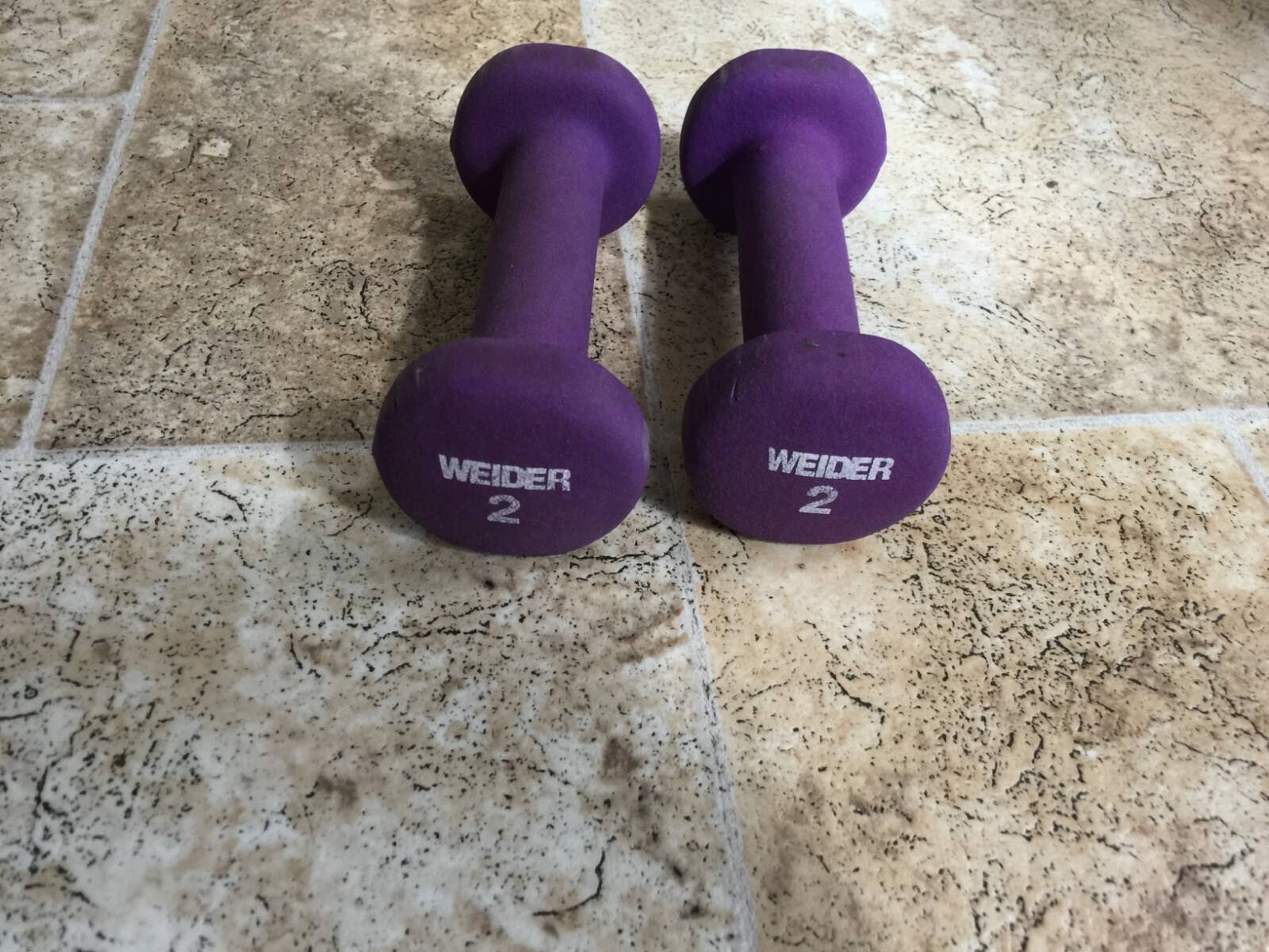 Weider 2lb Neoprene Coated Dumbbell 2 lbs (set 2) Hand Weights Purple ...