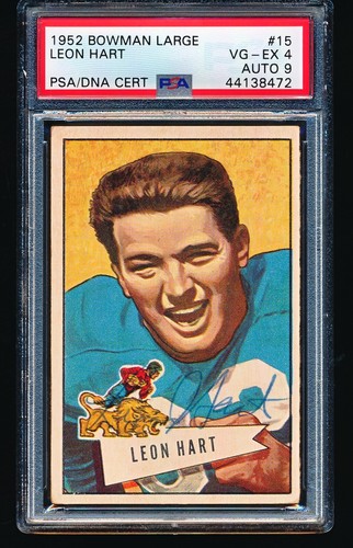 1952 Bowman Large Signed Autographed LEON HART #15 PSA 4 Auto 9 - 1/2 ...