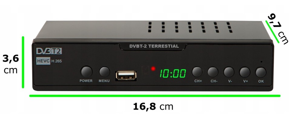 TV Tunner Decoder DVB-T2 HEVC FULL HD HDMI Scart USB Battery Remote ...