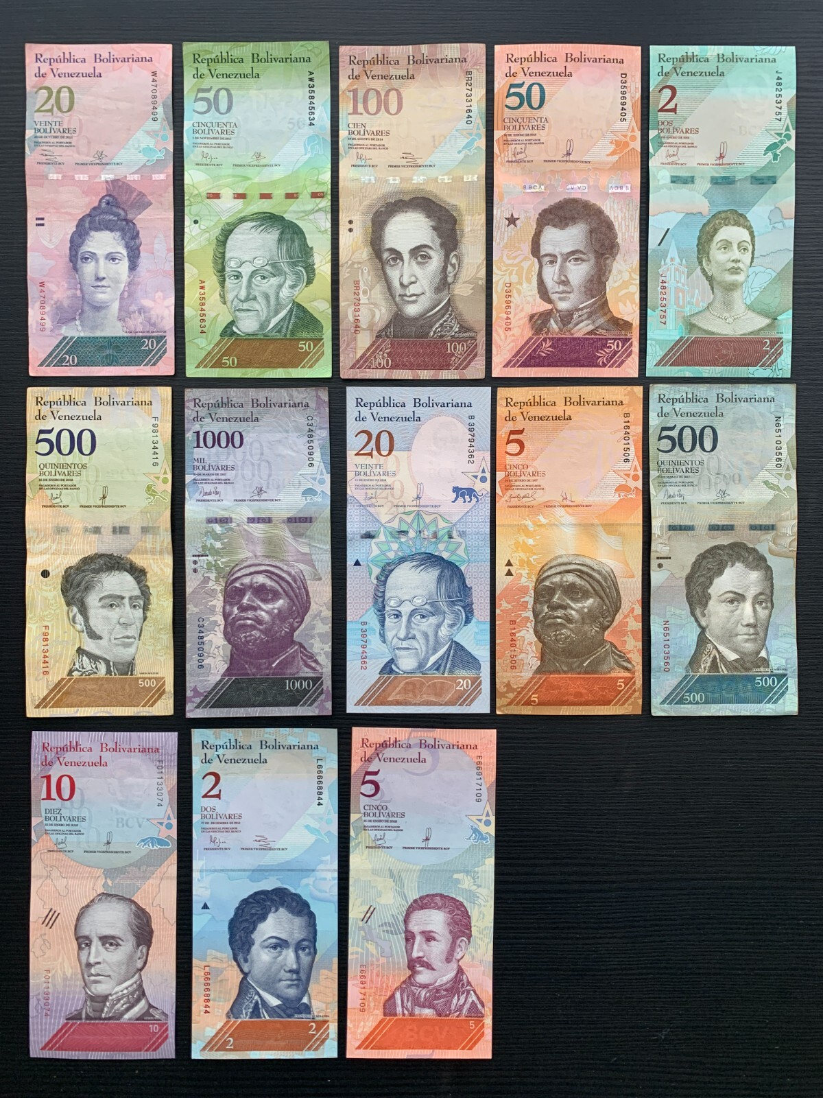 13 PCS Venezuelan Animal Banknotes Lot. Venezuela Paper Money Currency ...
