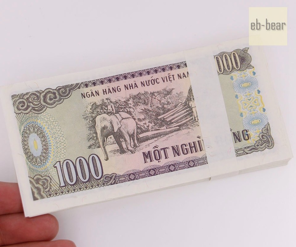 Lot 1000 Pcs Vietnam 1000 Dong Paper Money Banknotes Brick UNC ...