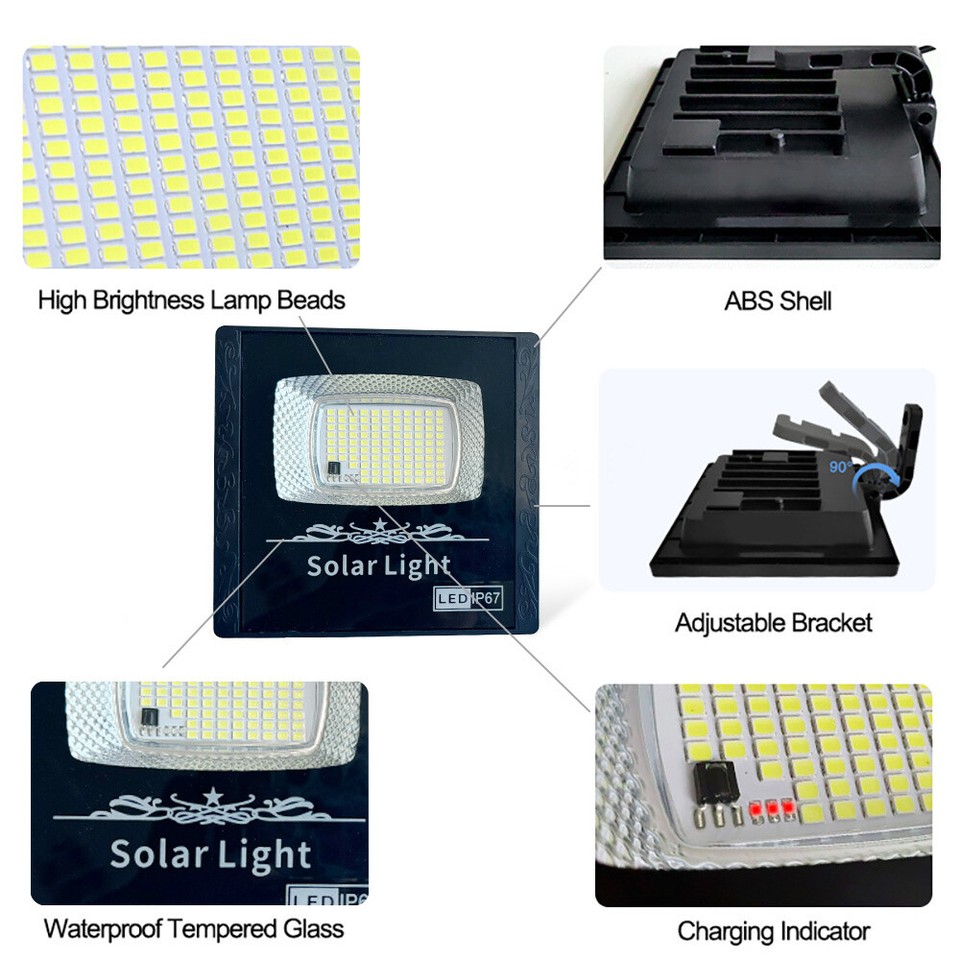 300W LED Dual Head Solar Flood Lights Street Light Dusk to Dawn Flood ...