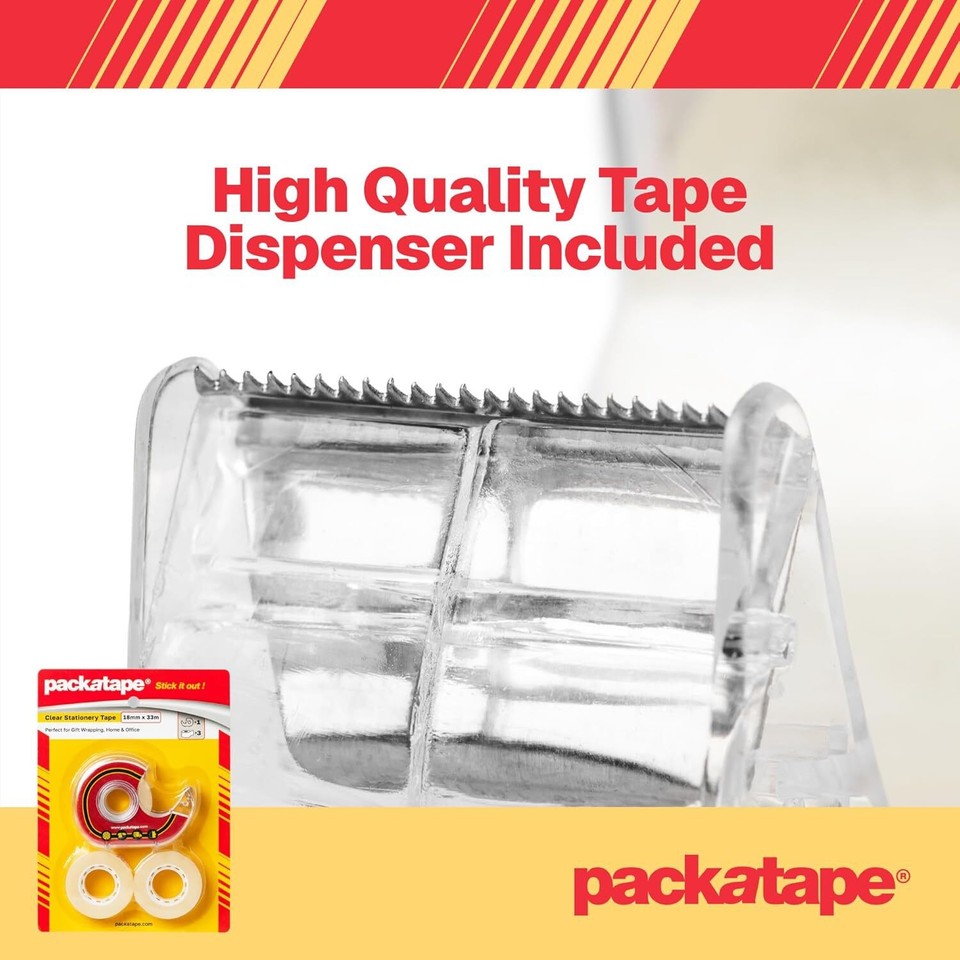 Clear Cellotape 9 Rolls 18mm x 33m with Tape Dispenser Gift Wrapping ...