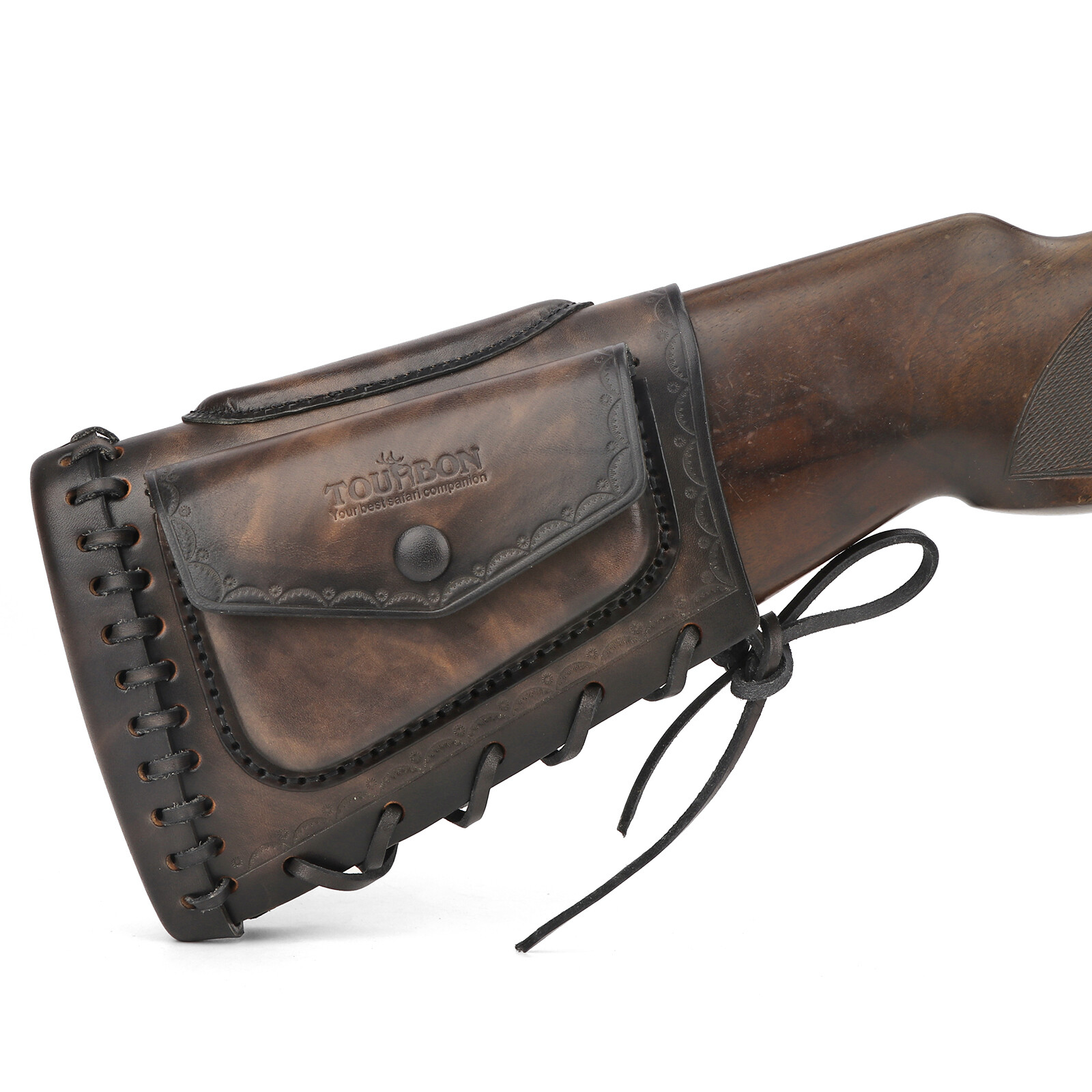 TOURBON Leather Rifle Cheek Rest w/Side Pouch Shotgun Recoil Pad ...