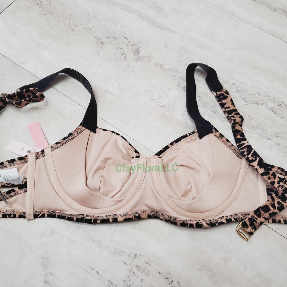 Victoria's Secret Shine Strap Wicked SWIM Top rhinestones logo leopard ...