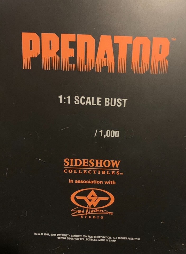RARE/PREDATOR BUST. Sideshow Collectibles Life Size 1:1 Scale - Stan ...