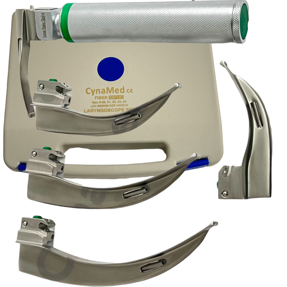 PREMIUM FIBER OPTIC LARYNGOSCOPE MAC + MILLER SET -EMT Anesthesia ...
