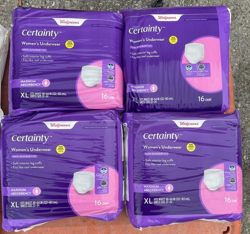 Lot of 4 CERTAINTY Women’s Underwear X-Large 48-64” Waist Thin Discreet ...