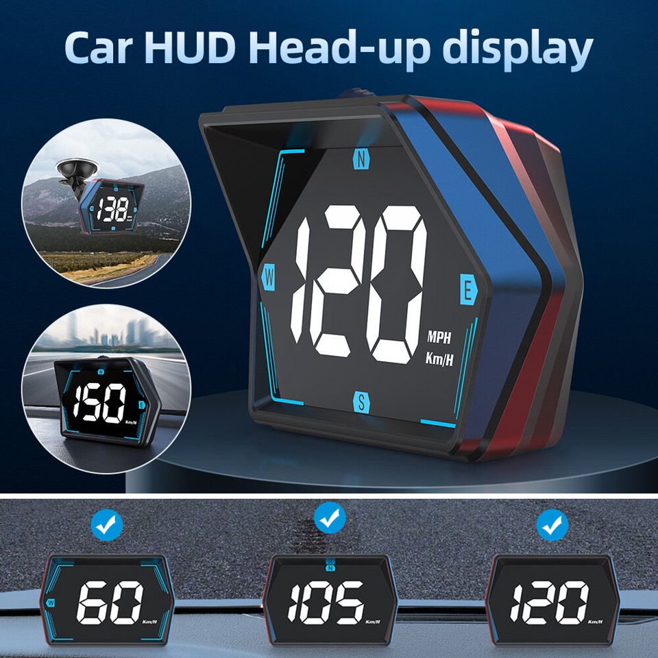 Universal Digital Speedometer GPS Car HUD Head Up Display MPH Overspeed ...