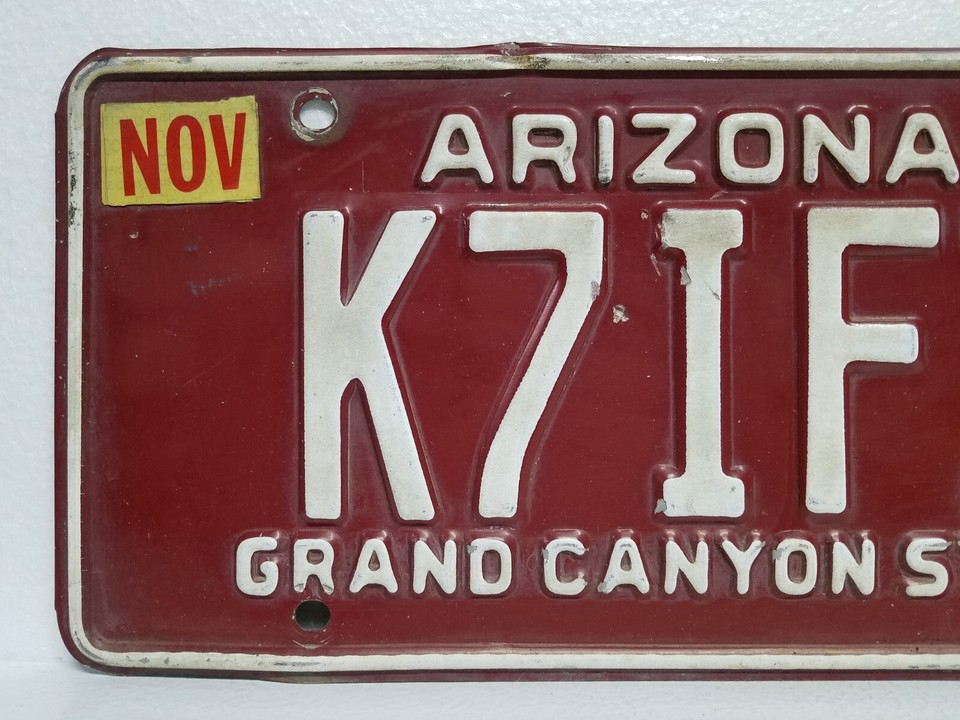 L57 VINTAGE VANITY ARIZONA EMBOSSED MAROON HAM LICENSE PLATE K7IFZ | eBay