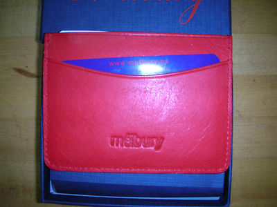 Melbury Red Leather with Blue Silk with Red and Yellow Stripe Slim Card ...
