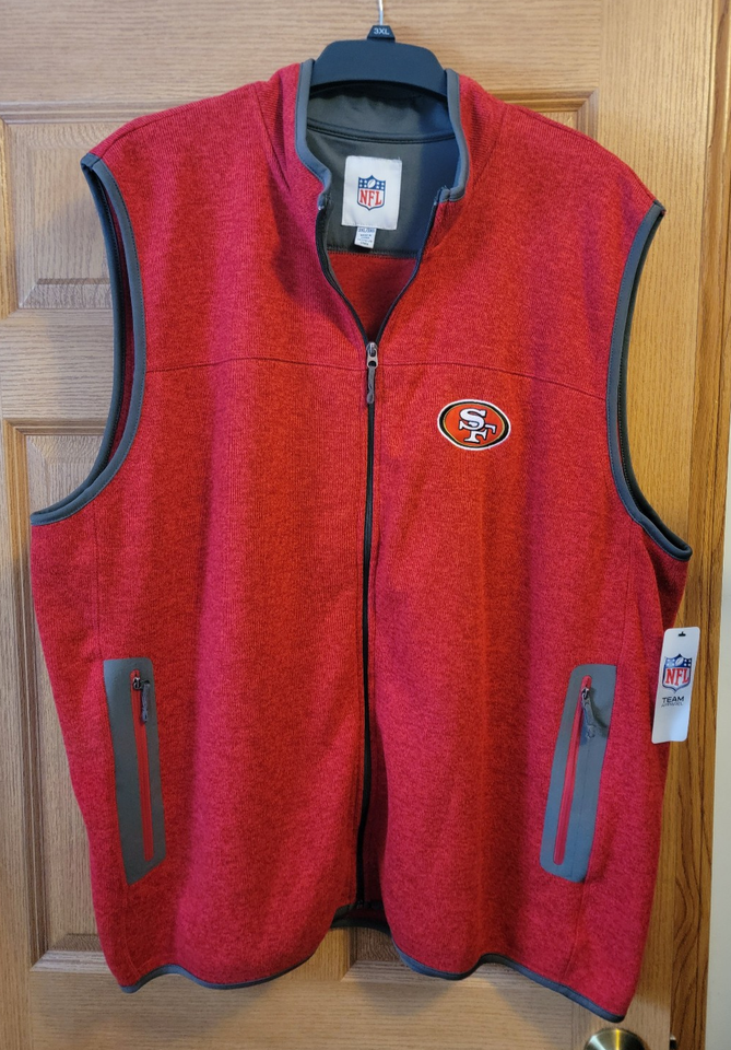 NWT NFL San Francisco 49ers Red Full Zip Sleeveless Vest Big Men's 3XL ...