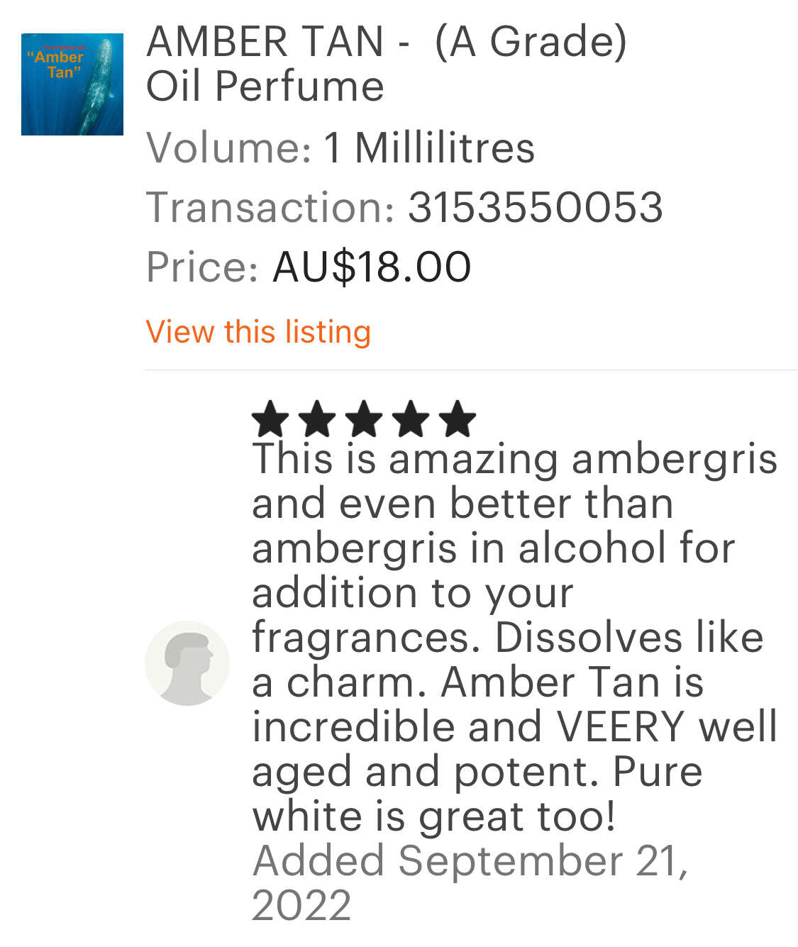 Amber/Ambergris Pure Perfume Oil - " AMBER TAN" (A GRADE) | eBay
