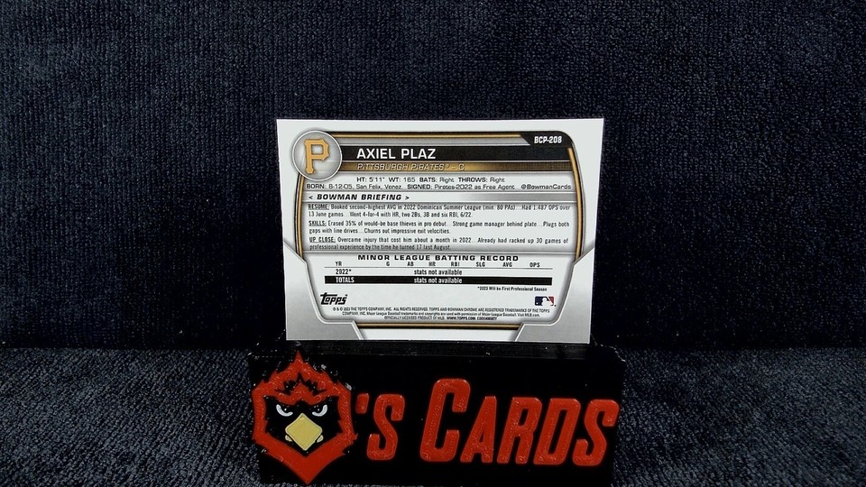 2023 Bowman Chrome | Axiel Plaz | Pirates | 1st Bowman | BCP-208 | eBay