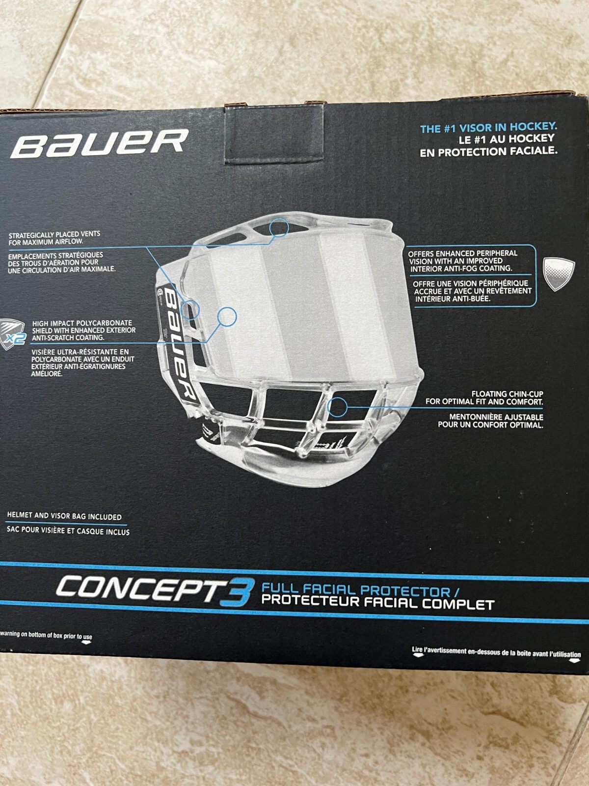 Bauer Concept 3 full facial protector hockey JR size L | eBay