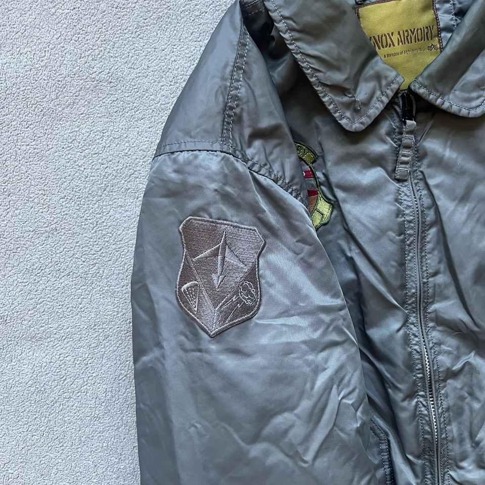 Alpha Industries Jacket Mens XXL Gray Lined Aviator Bomber Knox Armory ...