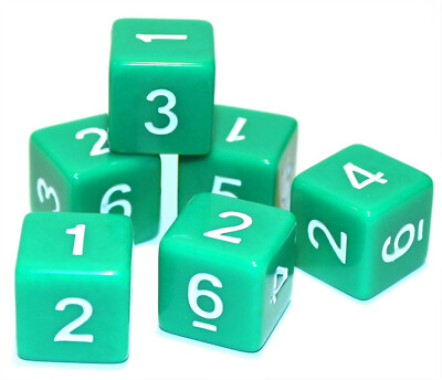 New Set of 6 Numbered D6 Six Sided Standard 16mm Game Dice - Opaque ...