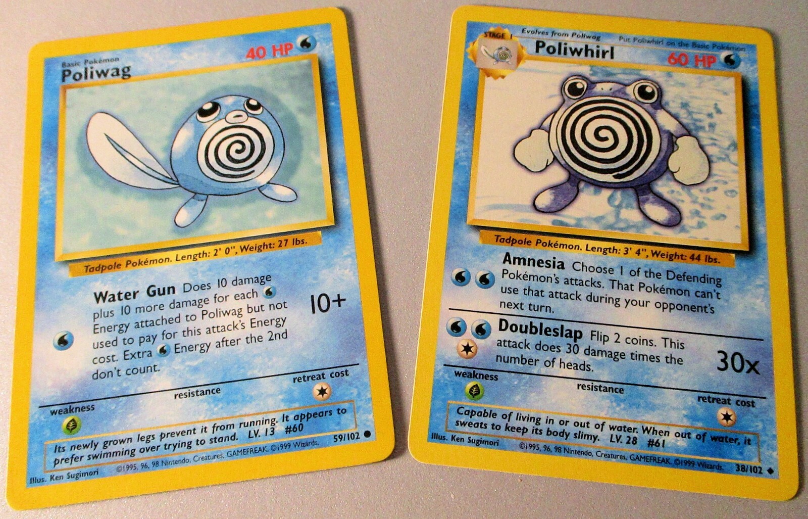 Poliwag 59/102 Poliwhirl 38/102 Base Set Unlimited 2 Pokemon Card WOTC ...