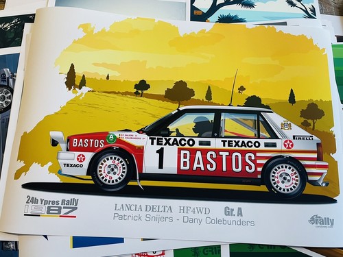 Affiche A2 Poster déco Lancia Delta HF 4WD Patrick Snijers rallye 24h ...