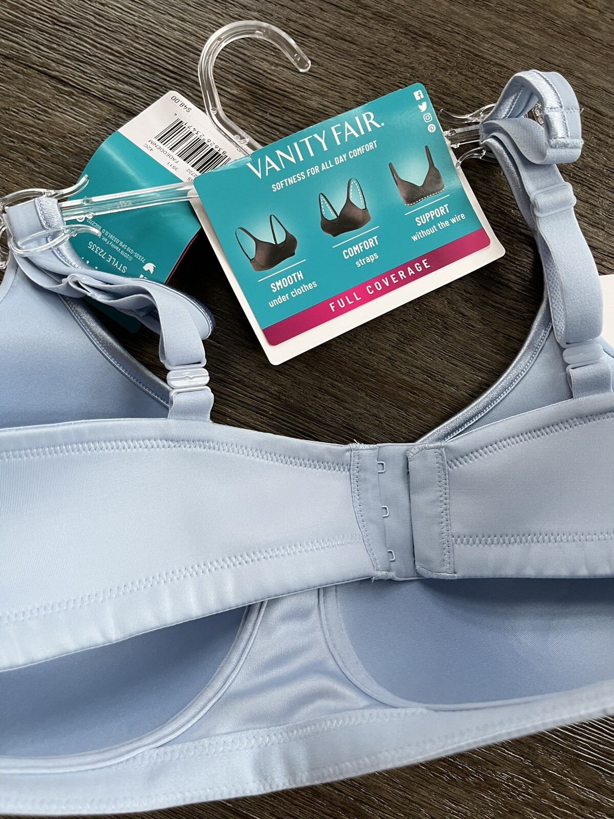 Vanity Fair Women Body Caress Full Coverage Blue Bra Size 42C Style ...