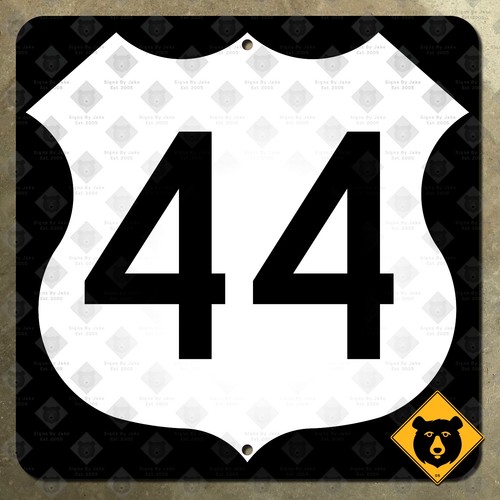 United States US Route 44 highway road sign 1961 Providence Hartford ...