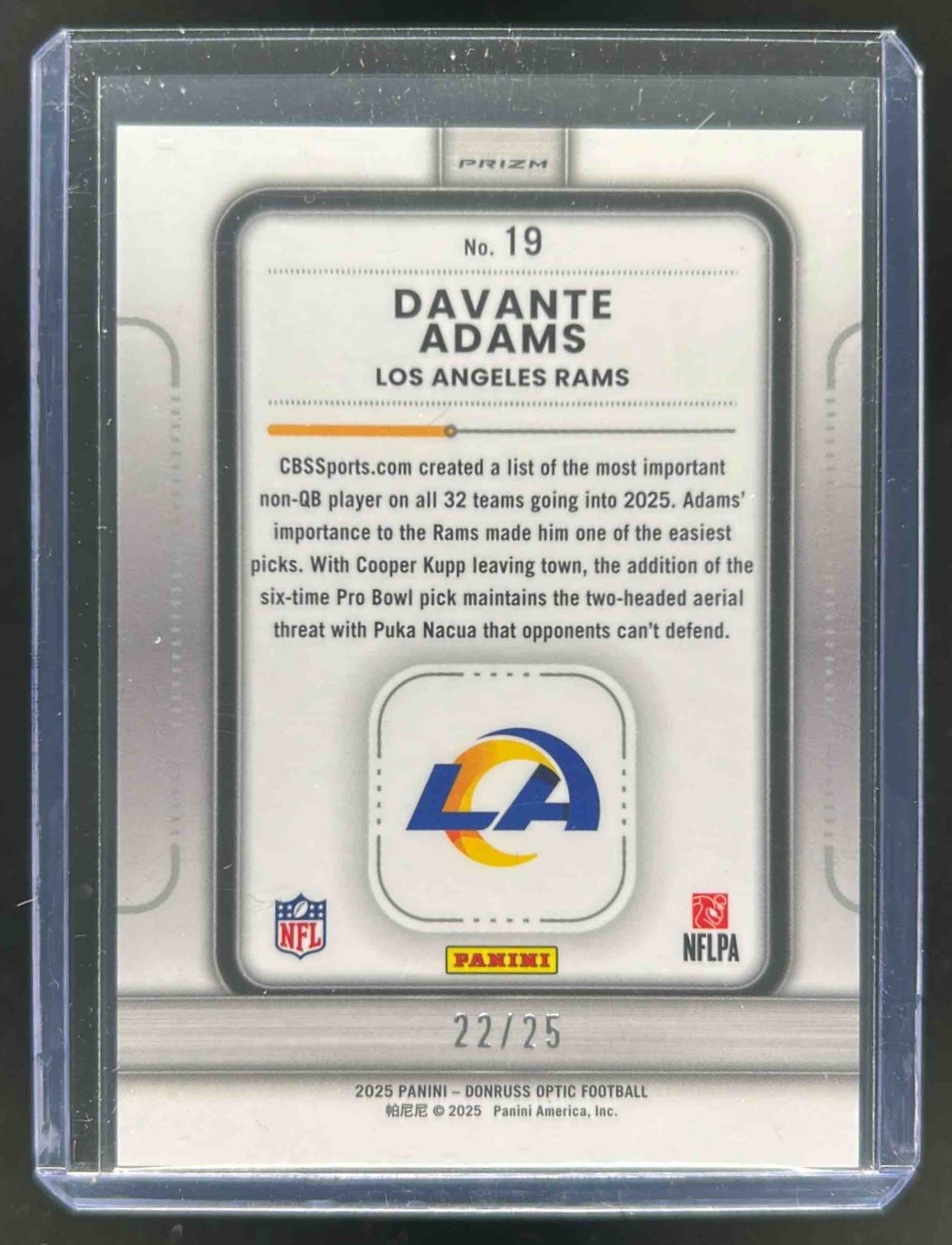 2025 Donruss Optic Davante Adams Play Action Purple Stars Prizm #/25 ...