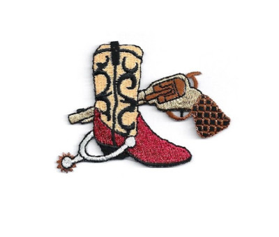 Cowboy Boot - Gun - Western - Rodeo - Embroidered Iron On Applique ...