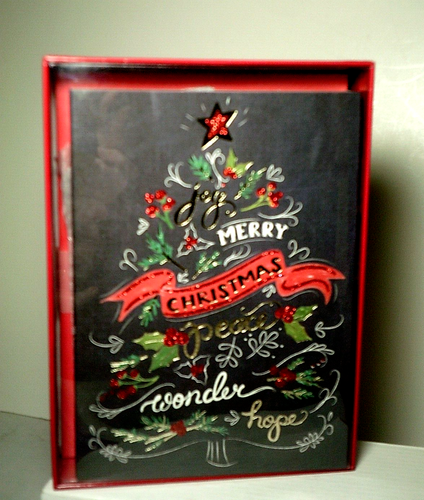 Papyrus Christmas Tree Holiday Boxed Cards Foil Glitter Joy Peace Hope ...